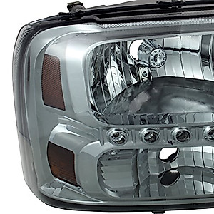 AKKON - For 1999-2004 Ford F250/350/450/550 Superduty Smoke LED Headlights w/Signal Lamps + Smoked Tail Lights Combo