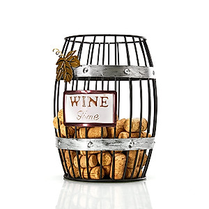 Yawill Wine Cork Holder - 9.85" H Wine Barrel Cork Holder Cork Decorative Collector Large Kitchen Storage, Holds About 160 Corks