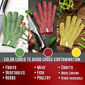 TruChef Cut Resistant Gloves - 3 Pack, Food Grade, Fits both hands, Level 5 Protection, Small