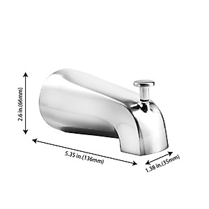 CalcMetal Top Diverter Tub Spout with 4 in 1 Adapter, Universal fit 1/2" Copper Slip, 1/2" Iron Pipe(Long and Short stub Out), and 3/4" Iron Pipe Connections, Easy Installation, Plated Chrome