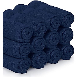 Utopia Towels Premium Bundle - Cotton Washcloths Navy (12x12 inches),Pack of 12 with Navy Hand Towels (16 x 28 inches), Pack of 6