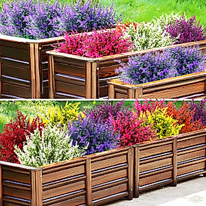 NOV FIRE Artificial Outdoor Lavender Flowers,10 Bundles Artificial Flowers Outdoor,UV Resistant Fake Flowers,Outdoor Plastic Faux Flowers Shrubs for Indoor Outside Decorations(Red)