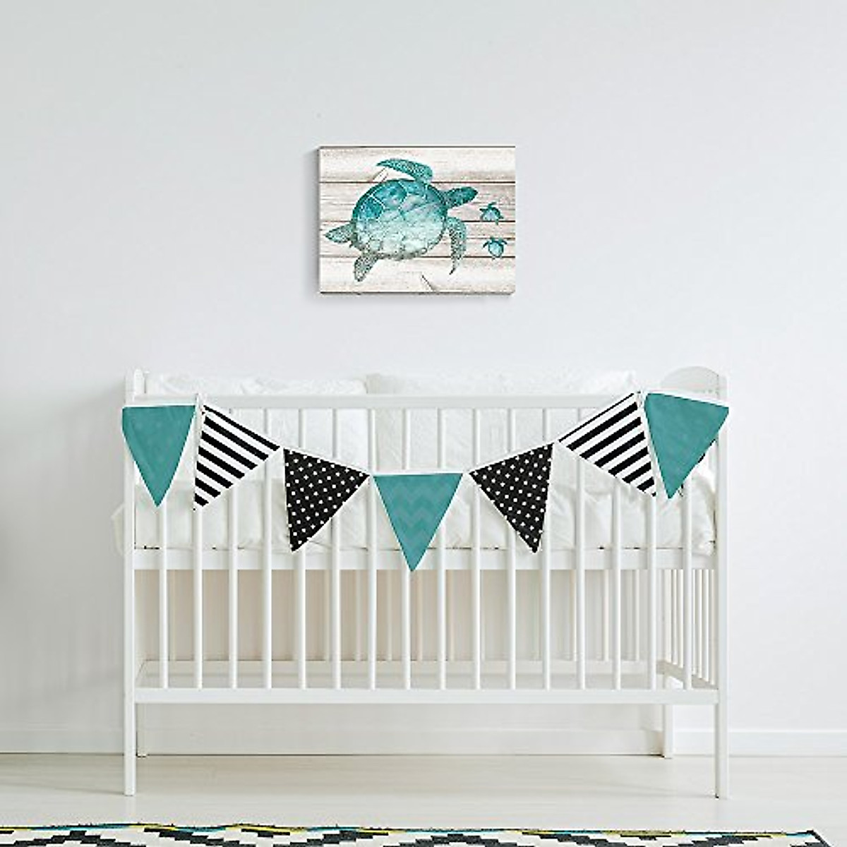 SUMGAR Bathroom Wall Art Bedroom Teal Decor Beach Pictures Coastal Ocean Canvas Paintings Sea Turtle,12x16 in