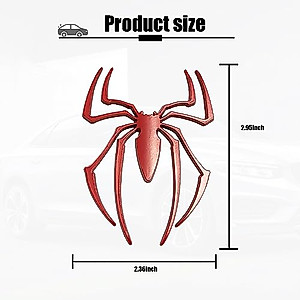Fogfar 2 PCS Car Stere Sticker, 2.6In x 2.9In Metal Spider Car Sticker, Anti-Scratch Personalized Decoration Applique, Universal for Most Cars, Walls, Mirror Decoration (Red)