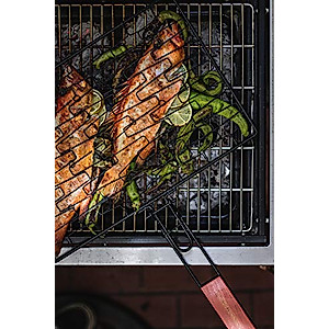 Charcoal Companion CC3150 Flexi Non-Stick Basket with Folding Handle for Easier Storage, Perfect for Grilling Fish, Steaks & More