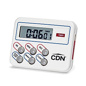 CDN Digital Timer and Clock Memory Feature, 6.8 x 4.5 x 0.9 inches, Cream