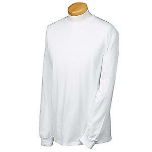 Hanes TAGLESS 6.1 Long Sleeve T-Shirt (White, Medium)