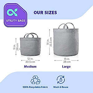 Coolaroo 2-Pack Medium & Large-Utility Grocery and Storage Bin Bags, Steel Grey