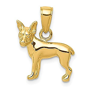 IceCarats 14K Yellow Gold Chihuahua Dog Necklace Charm Pendant 20mm x 16mm Only