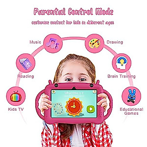 Kids Tablets 7in Android 11 Tablet for Kids Age 3-12,Quad Core 2GB RAM 32GB ROM Toddler Tablet with Shock-proof Case,Parental Control, Pre-installed Kids Educational APP,HD Screen,Dual Camera(Red)