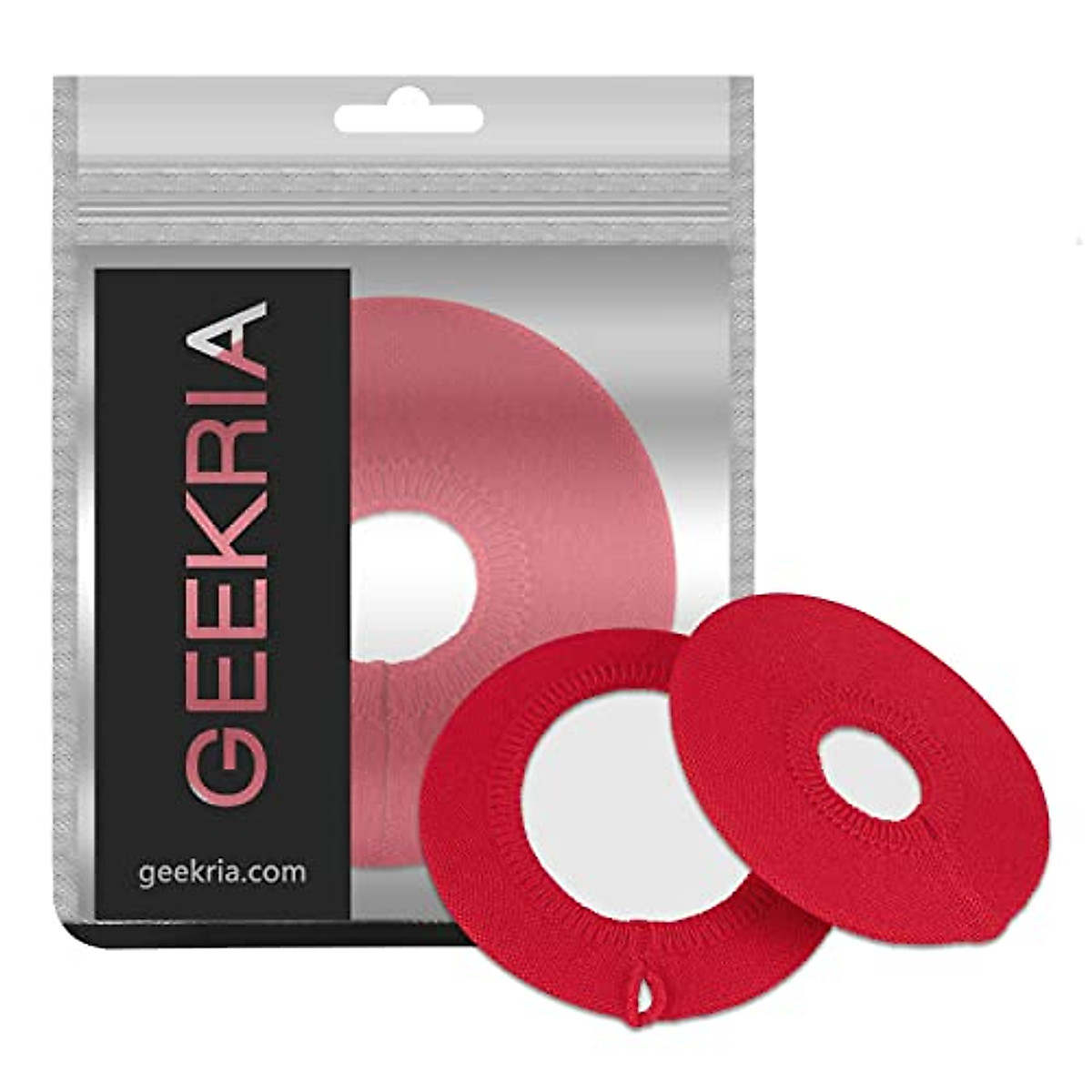 Geekria 2 Pairs Knit Fabric Headphones Ear Covers/Washable & Stretchable Sanitary Earcup Protectors for On-Ear Headset Ear Pads, Sweat Cover for Warm & Comfort (S/Red)