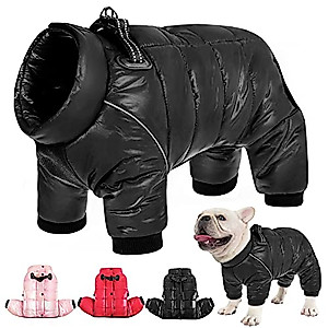 AOFITEE Dog Coat, Waterproof Dog Jacket for Winter, Warm Fullbody Dog Snowsuit, Zip Up Fleece Dog Vest, Cold Weather Dog Coats with Reflective Stripes, Outdoor Windproof Dog Apparel for Small Dogs