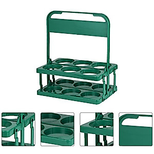 Zerodeko Drink Carrier Wine Bottle Glasses Caddy Plastic Beer Carrier Drinking Desk Accessories 6 Pack Bottle Case Wine Organizer Gift for Wine Lover Green Drink Carriers