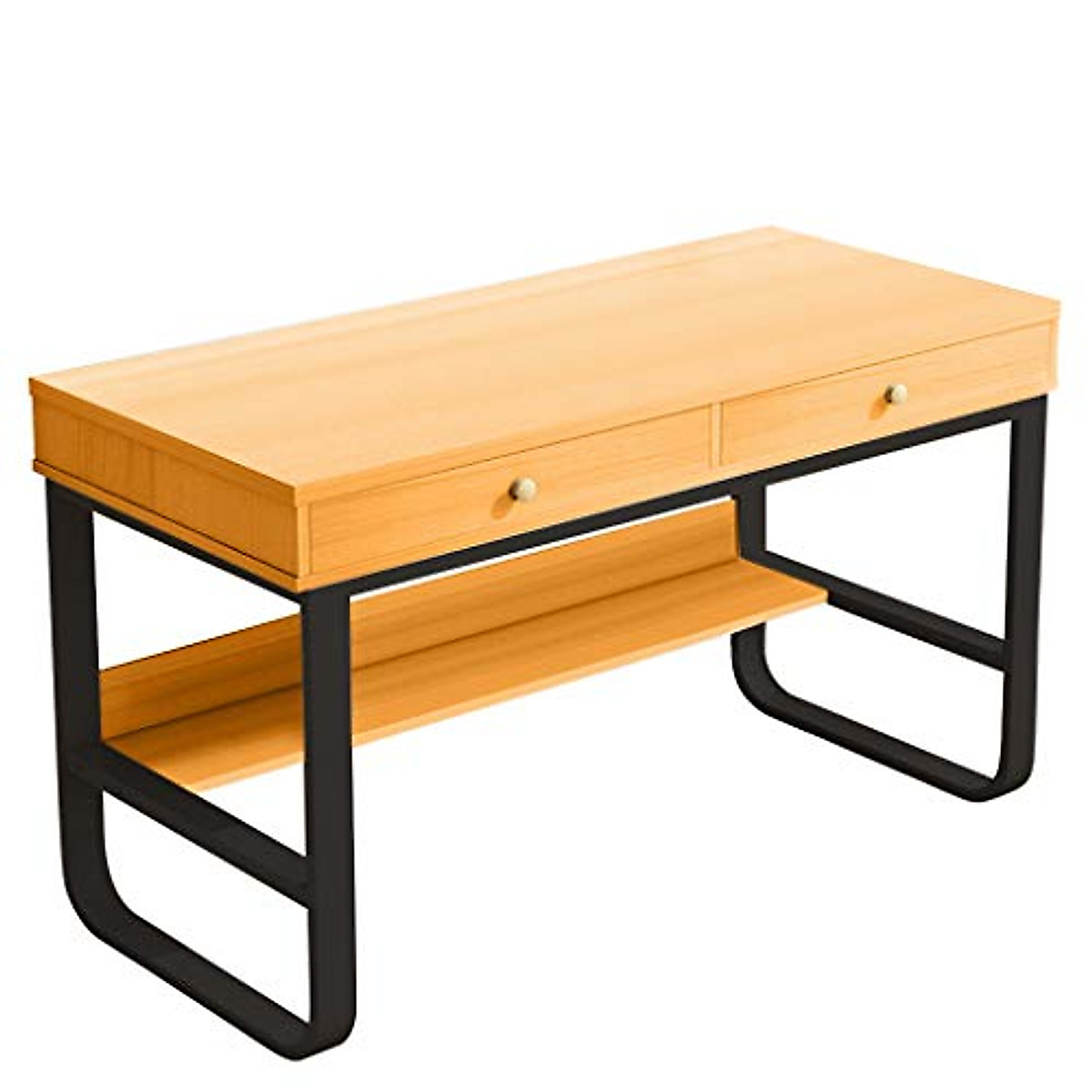 Desktop Computer Desk with 2 Drawers, Home Office Multi-Layer Storage Frame Study Writing Table Computer Gaming Table, Student Study Workstation Reading Writing Desk PC Laptop Table