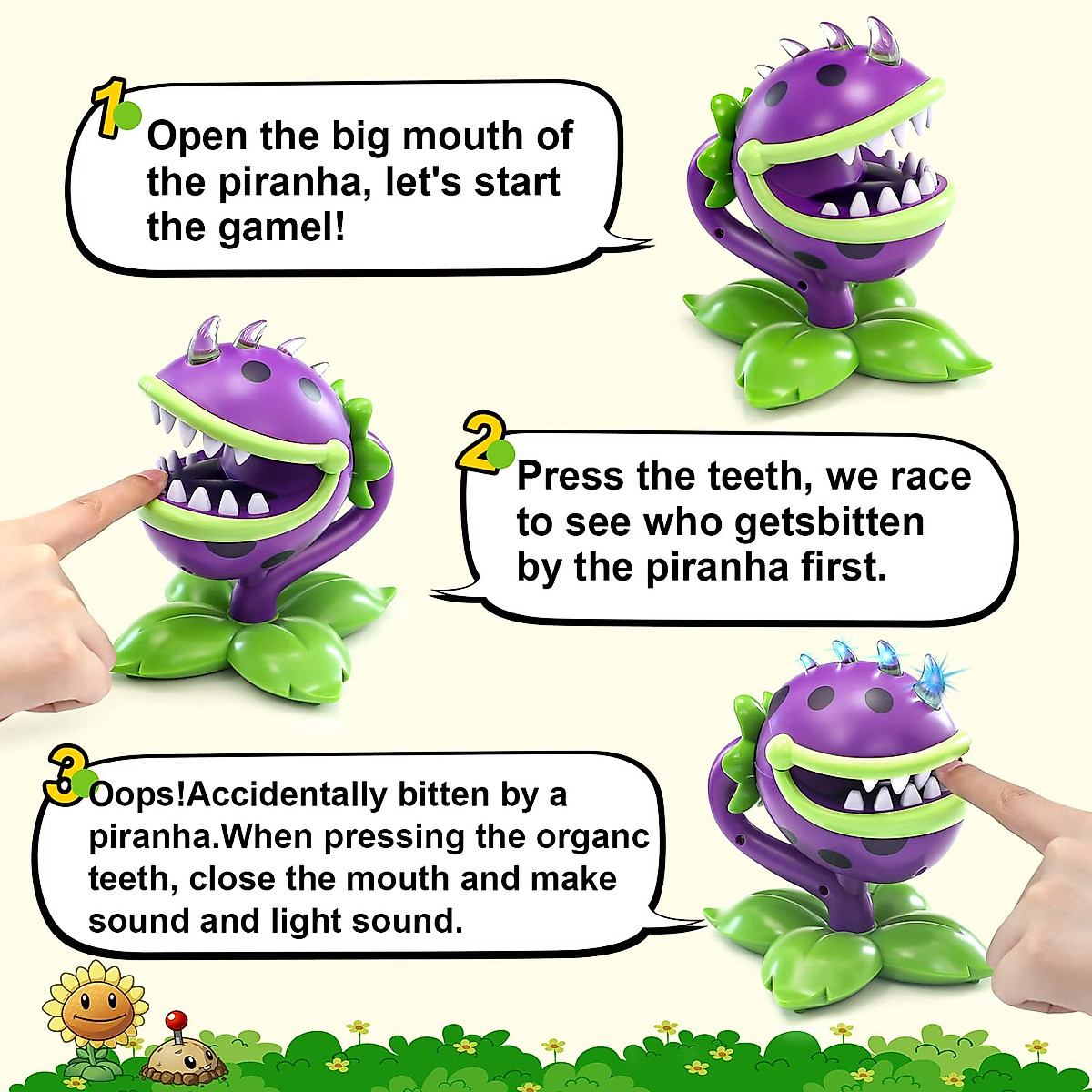 Maikerry Plants and Zombies bite Finger and Teeth Extraction Game, Big Mouth Chomper Model Parent-Child Game vs Toys,Great Gifts for Kids and Fans,Christmas,Birthday and Party