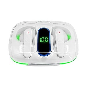 Conchpeople Pro 70 True Wireless Earbuds Bluetooth 5.3 Wireless Earphones with Microphone, IPX7 Waterproof, Charging Case LED Power Display, ANC Earphones Compatible with iPhone & Android (White)