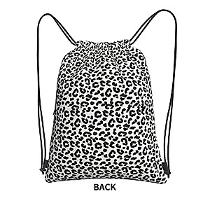 Huatansy Women's Drawstring Backpack String Bag Sports Cinch Sackpack Gym Sack Training Gymsack Yoga Bags with Zipper Pocket (Leopard Print)