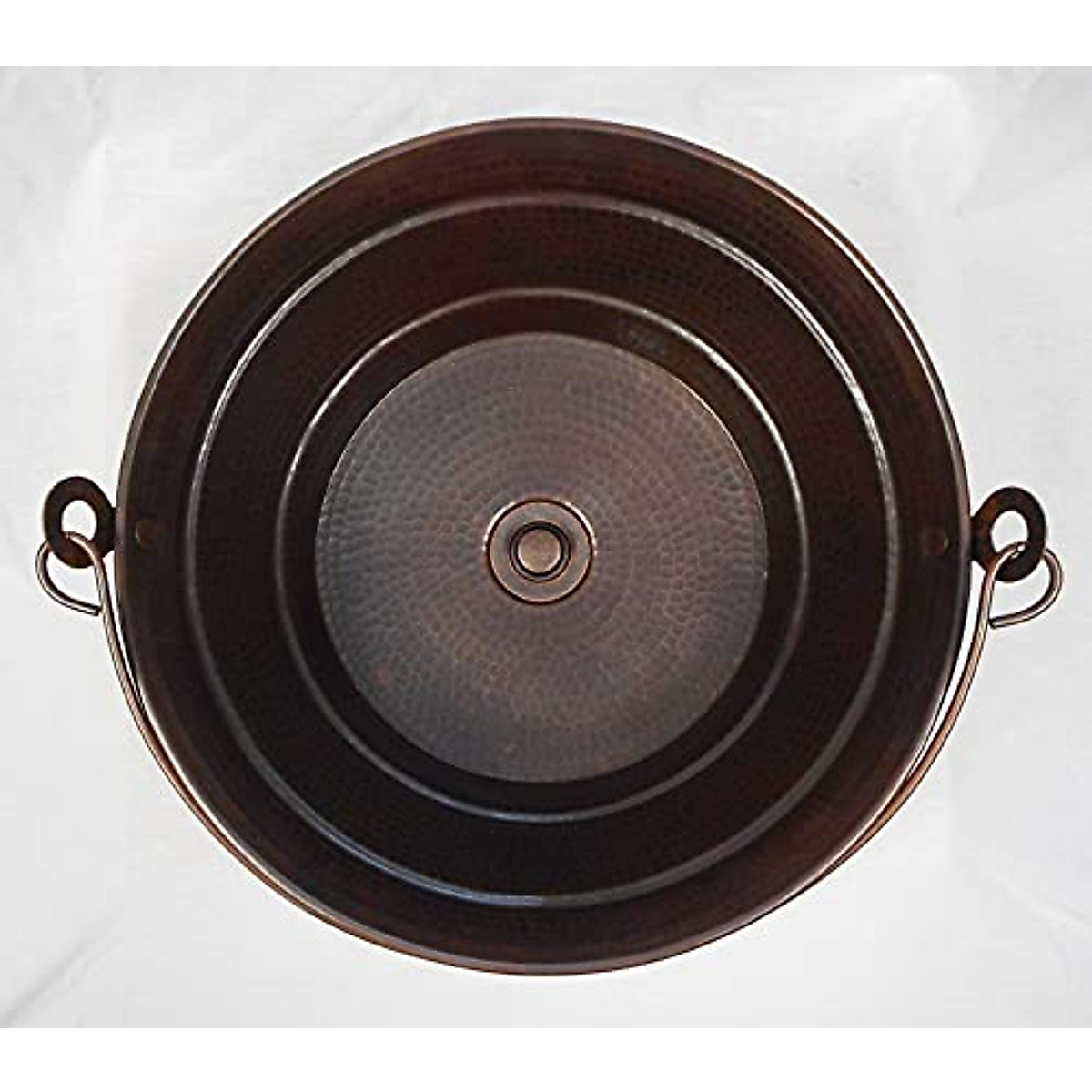 SimplyCopper 15" Round Copper Vessel BUCKET Sink with 13" ORB Faucet and Lift & Turn Drain