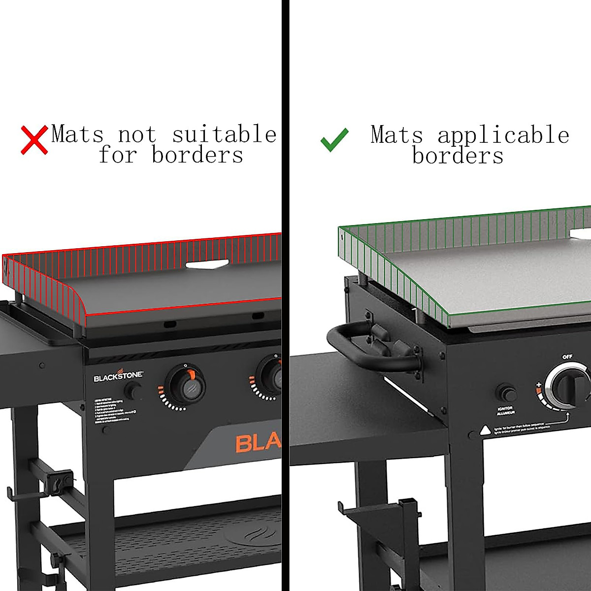 Upgraded Silicone Griddle Cover Mat Full-Edge for Grill 22" Blackstone, Griddle Top Edges,Heavy Duty Food Grade Blackstone Accessories Reusable&Durable,Protect Grill from Rust,Insects & Leaves