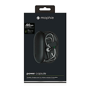 mophie Power Capsule External Battery Charger for Fitbit Flex, Beats by Dre, JBL Wireless Earbuds - Black