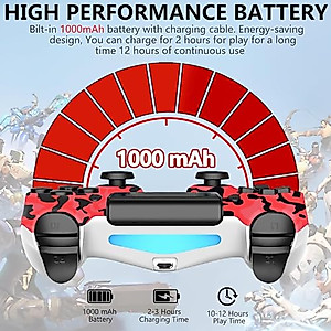 Dliaonew Wireless Controller for PS4, 2 Pack Remote Control Compatible with PS4/Slim/Pro with Dual Vibration/Audio/Six-axis Motion Sensor/Game Joystick - Camo Red + Camo Green