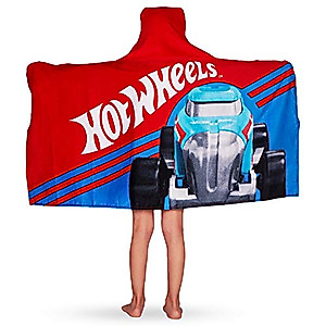 Hot Wheels Soft Cotton Bath/Pool/Beach Terry Hooded Towel Wrap, 24" x 50", By Franco Kids