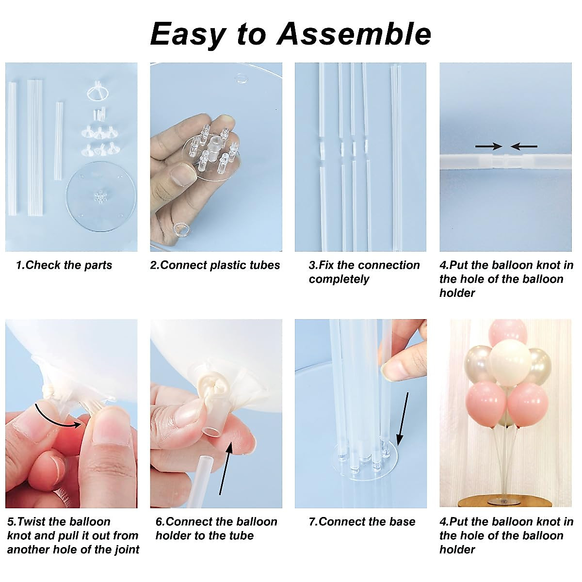 RUBFAC Balloon Stands for Table 20 Sets Clear Table Balloon Stand Holder with Base Reusable Centerpiece for Birthday Wedding Baby Shower Graduation Party Decorations