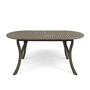 Christopher Knight Home 305157 Baia Outdoor Acacia Wood 70" Oval Dining Table, Gray Finish