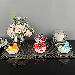 JUXYES Set of 6 Stainless Steel Round Coasters with Holder & Sponge Bottom, Silver Metal Cup Coasters Set Stunning Cool Coaster Cups Mats Decor for Restaurant Kitchen bar Dining Table