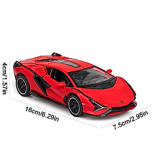 1:32 Scale Sian FKP37 Model Car Zinc Alloy Diecast Car Toys for Kids, Pull Back Toy Car Vehicle with Sound and Light Door Opening Birthday Gift for Boys Toddlers (Red)