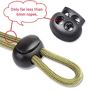 DYZD Plastic Cord Lock End Toggle Double Hole Spring Stopper Fastener Slider Toggles End (Black,10 PCS)