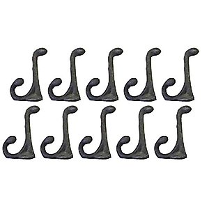 Midwest Craft House 10 Cast Iron Black School Hat Coat Rack Hall Tree Hooks 3 1/4"