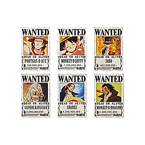 Xiumui OP Pirate Anime Wanted Poster 28.5cm×19.5cm, New Edition, Zorro, Luffy, 1.5 billion, Set of 24