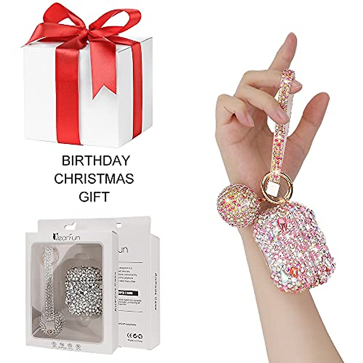 Luxurious Rhinestone AirPods Pro Case, Protective Bling Diamonds AirPod Charging Protective Case Cover for Apple I10/I12 TWS