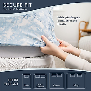 Where The Polka Dots Roam Colorful Tie Dye Bedding Set, Twin Sheets for Girls, Kids, Teens and Adults, Wrinkle Resistant, Super Soft Bed Sheets. Fun Bedding in Blue, White