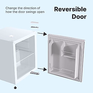 Husky Premium White Mini Refrigerator with 1.5 Cu.ft./43L Capacity, Countertop Mini Fridge with Reversible Door, Retro Mini Fridge, Freestanding Small Fridge for Bedroom, Bar, and Office