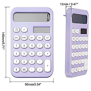 Cute Desk Calculator, Basic Desktop Calculator, 12 Digit Pocket Calculators Desktop with Large LCD Display for Office Home and School (Purple)