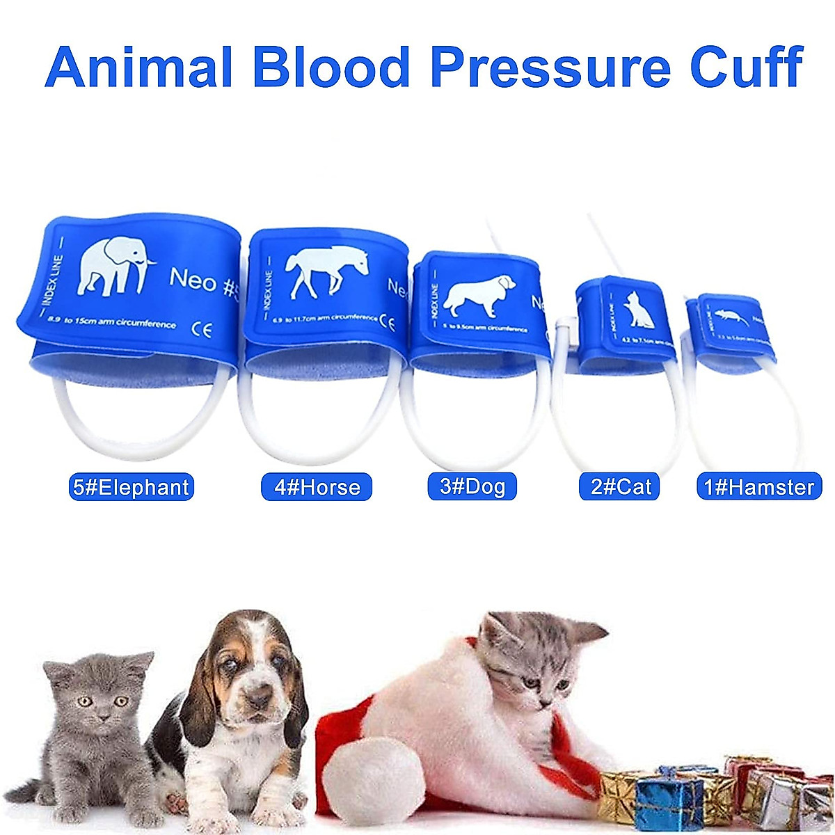 2 Pcs Veterinary Dedicated Dog Blood Pressure Cuffs Reusable Pet Sphygmomanometer Cuff Accessories - Animal Monitor Cuff Set with 2 Kinds of Interfaces (Dog)