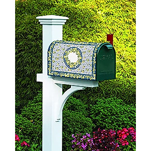 Mailbox Covers Blue Tile Yellow Lemon Green Leaves Mailbox Cover Magnetic Standard Size,Pastoral Farm Fruit Plant Mailbox Wraps Post Box Cover for Outdoor Garden Yard Patio Decor Mailbox Decals