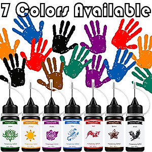 Temporary Art Painting Kit Semi Permanent Tattoo Ink Freehand Gel 103 Pcs Free Stencils, DIY Fake Freckles, Full Kit 3 Bottles (Black+Red+Brown)