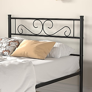 VECELO Twin Size Bed Frame with Headboard, 14 Inch Metal Platform Mattress Foundation, No Boxing Spring Needed, Squeak Resistant, Easy Assembly, Matte Black