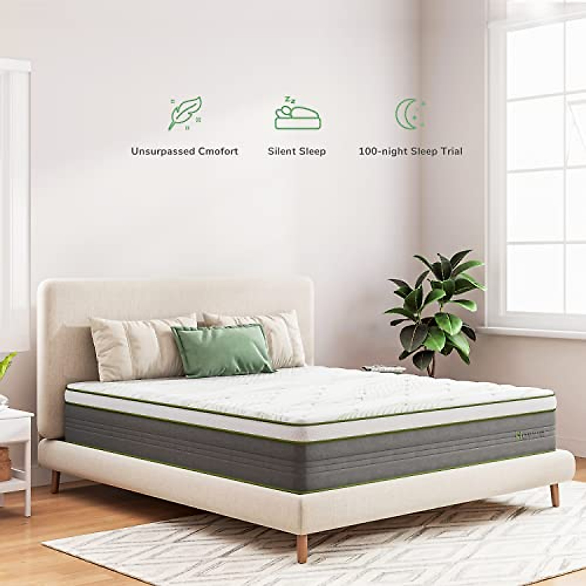 Novilla Queen Mattress,12 Inch Gel Memory Foam Hybrid Mattress in a Box with Individual Pocket Springs, Motion Isolation & Pressure Relief, Medium Firm Queen Size Bed Mattresses, vigour