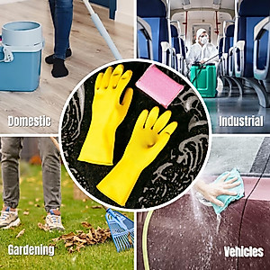 Rubberplus 3-Pairs Reusable Household Yellow Gloves Rubber Dishwashing gloves Extra Thickness Long Sleeves Kitchen Cleaning (Caliber 35, X-Large)