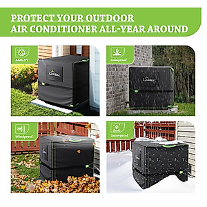 UIRWAY Winter Air Conditioner Covers for Outside Units, Central Air Unit Cover, Heavy Duty 420D Outdoor Waterproof Square AC Defender, Universal AC Unit Condenser Covers Fits Up to 30"Wx 30"D x32"H