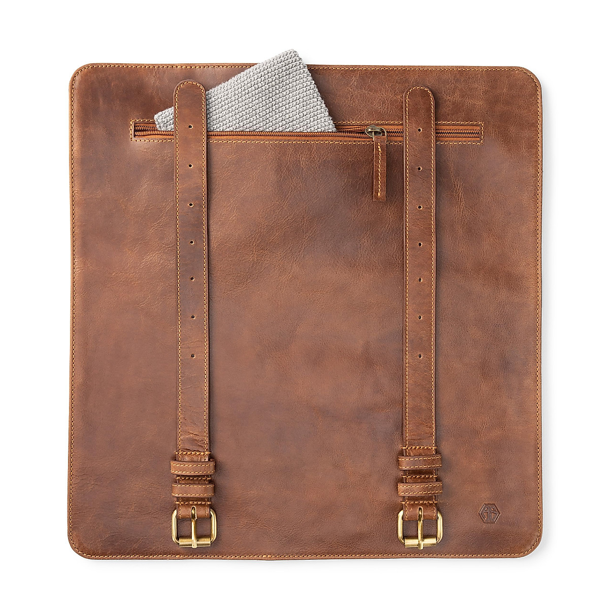 Angus Stoke knife roll bag, genuine buffalo leather - chef's knife bag with 7 slots + extra accessories bag Soeren (Mahogany)