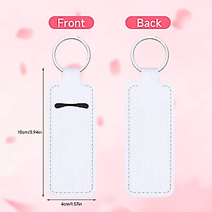 Valyria Sublimation Blanks Chapstick Holder Keychains Lipstick Holder Keychains Chapstick Holder Bulk (White-Rectangle (20 Pcs))