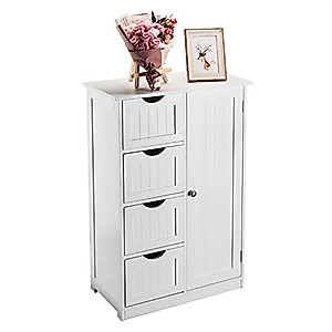 MAXCBD Nightstand Bedside Table Drawer Cabinet 4 Drawers Dresser Shelf Cabinet Wood Storage Organizer Home Bedroom Furniture Simple But Elegant Beautiful Yet Practical Storage Tower Dresser