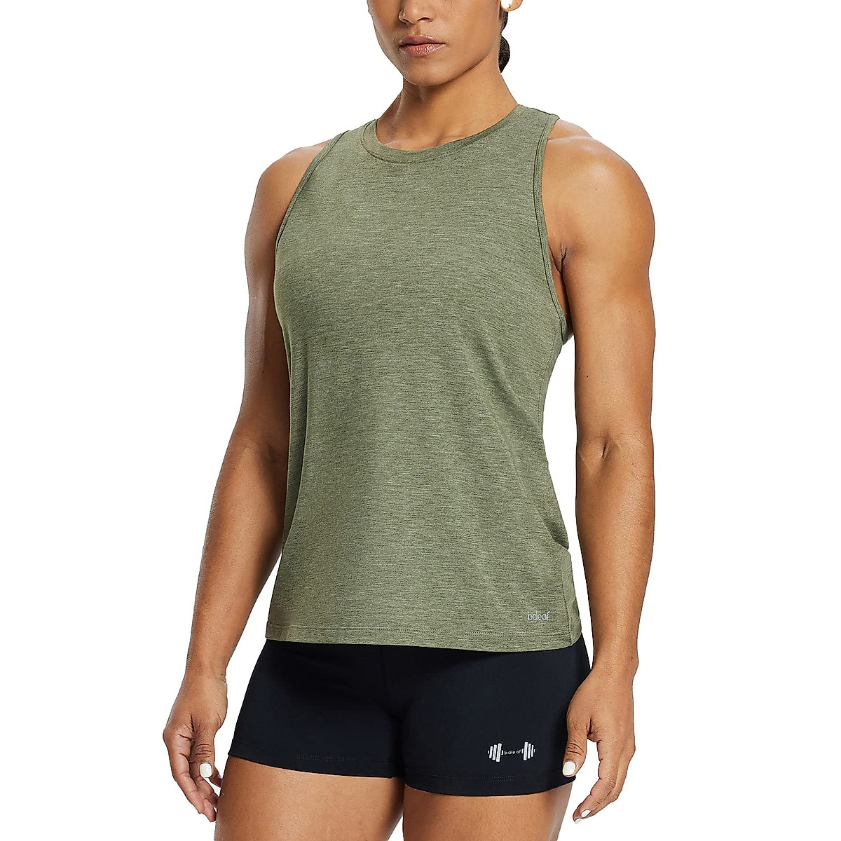 BALEAF Women's Workout Tank Tops Racerback Athletic Running Muscle Tank Gym Tennis Shirts Exercise Fitness Heather Green M