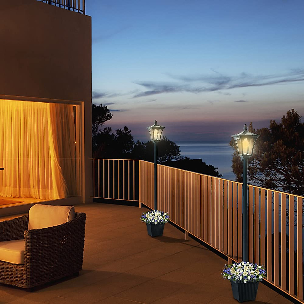 Suponar 72" Solar Lamp Post Light, Solar Pole Light Outdoor Waterproof, Solar Light Post Outside for Porch Yard Driveway Garden Patio Decor, Warm White