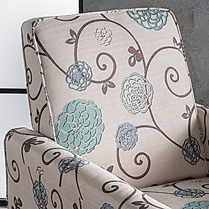 Great Deal Furniture Dufour White and Blue Floral Fabric Recliner
